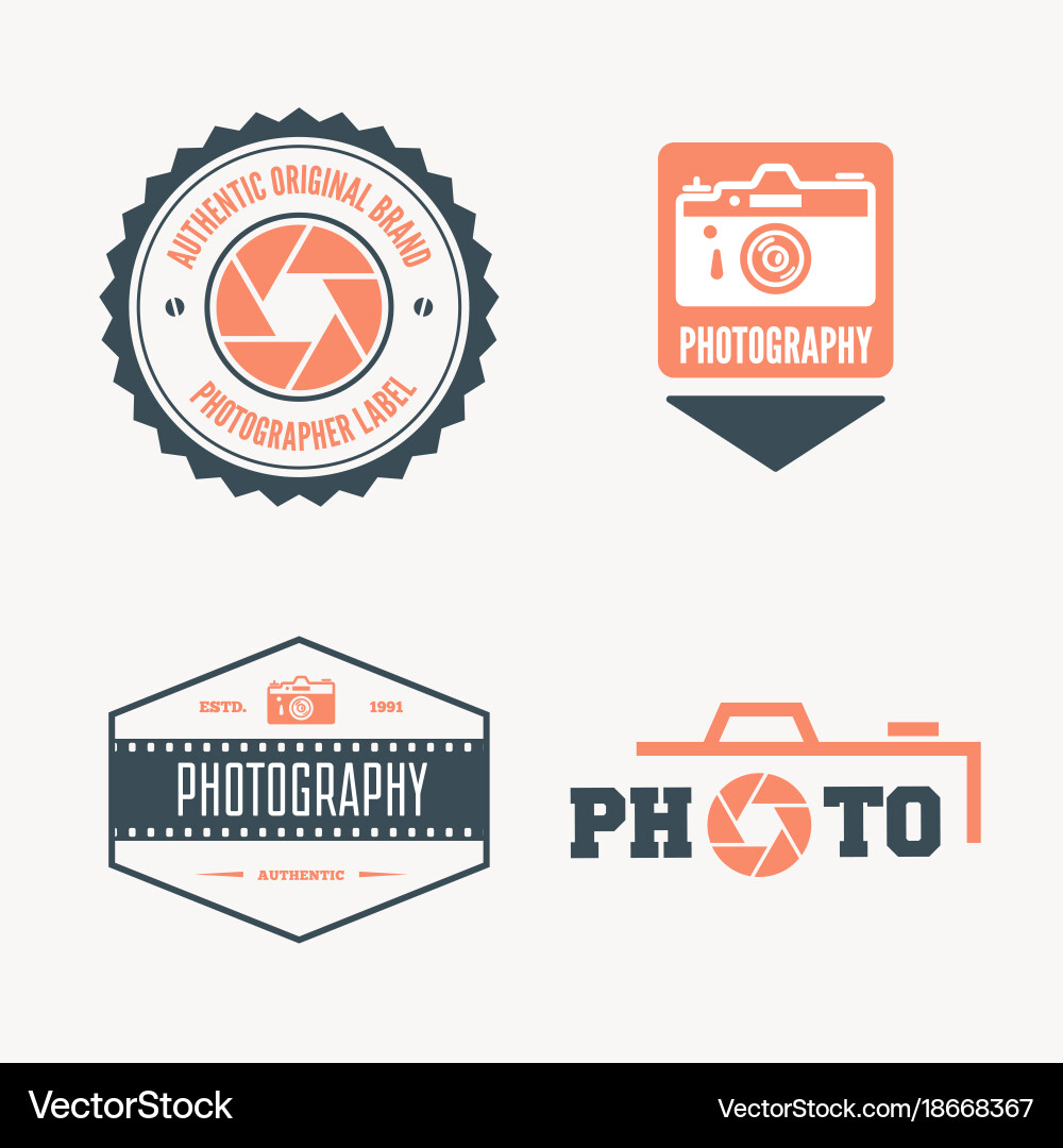 Set of modern logo photo studio camera Royalty Free Vector