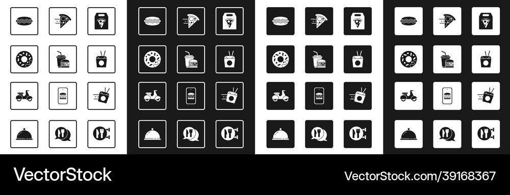 Set online ordering pizza delivery paper glass Vector Image