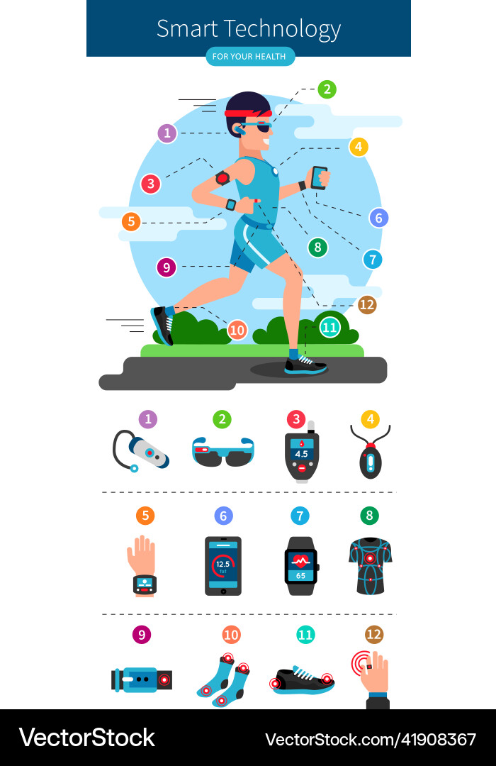 Smart technology line infographic Royalty Free Vector Image
