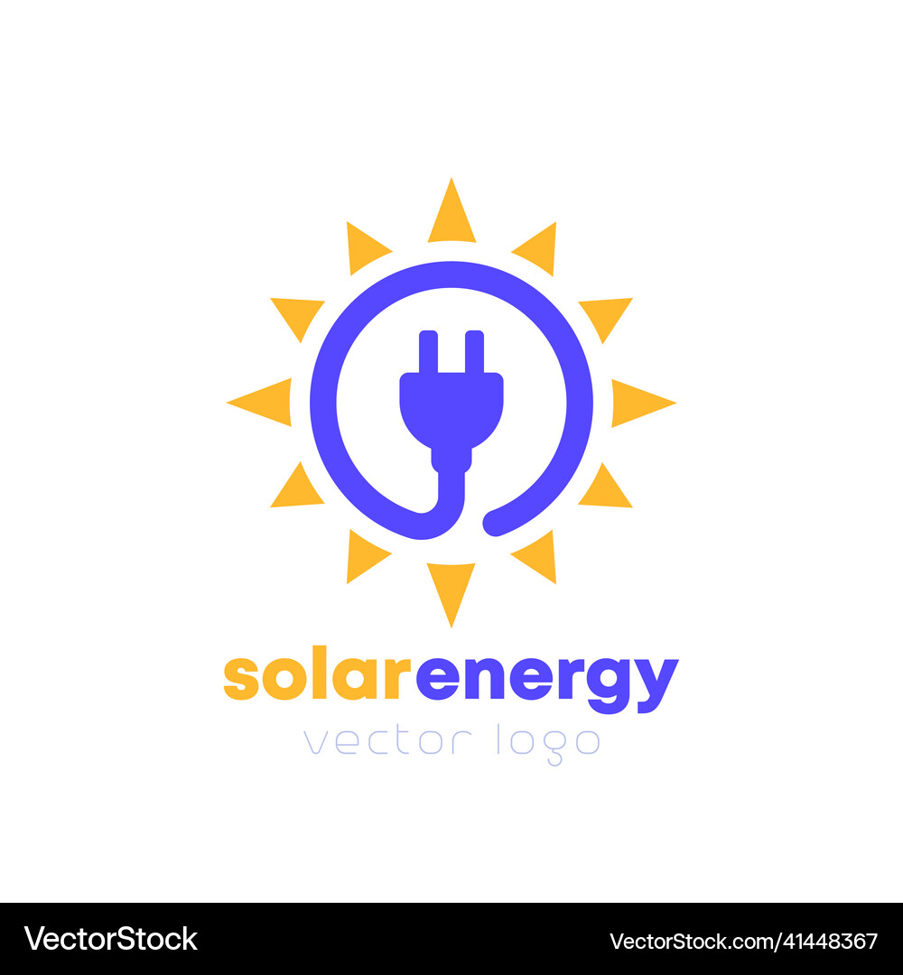 Solar energy logo sun and electric plug Royalty Free Vector