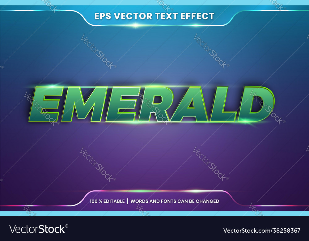 Text effect in 3d emerald words effect theme Vector Image