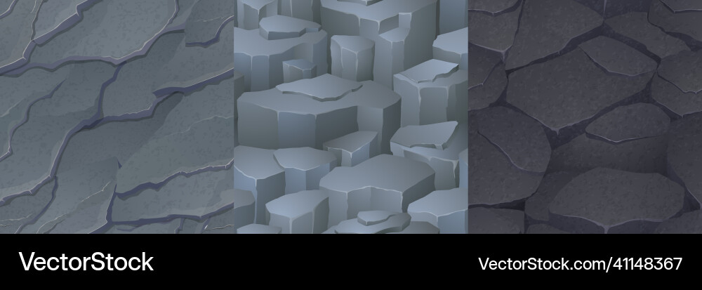 Textures of stone ground and grey rocks Royalty Free Vector