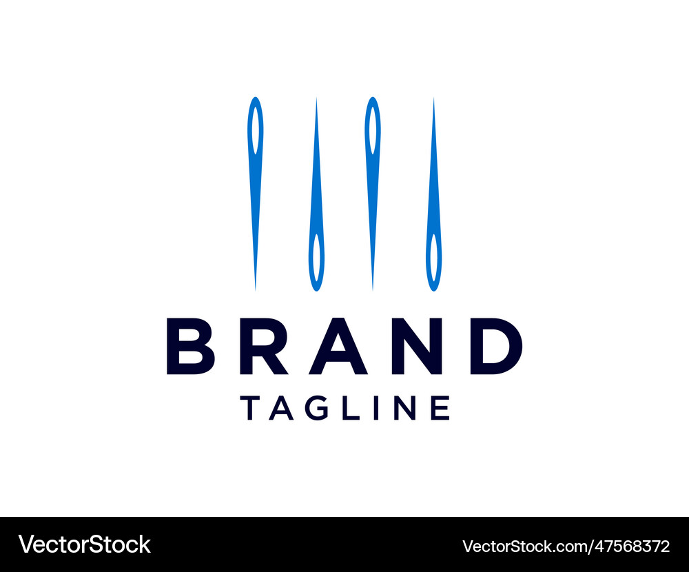Abstract tailor logo blue needle with red circle Vector Image