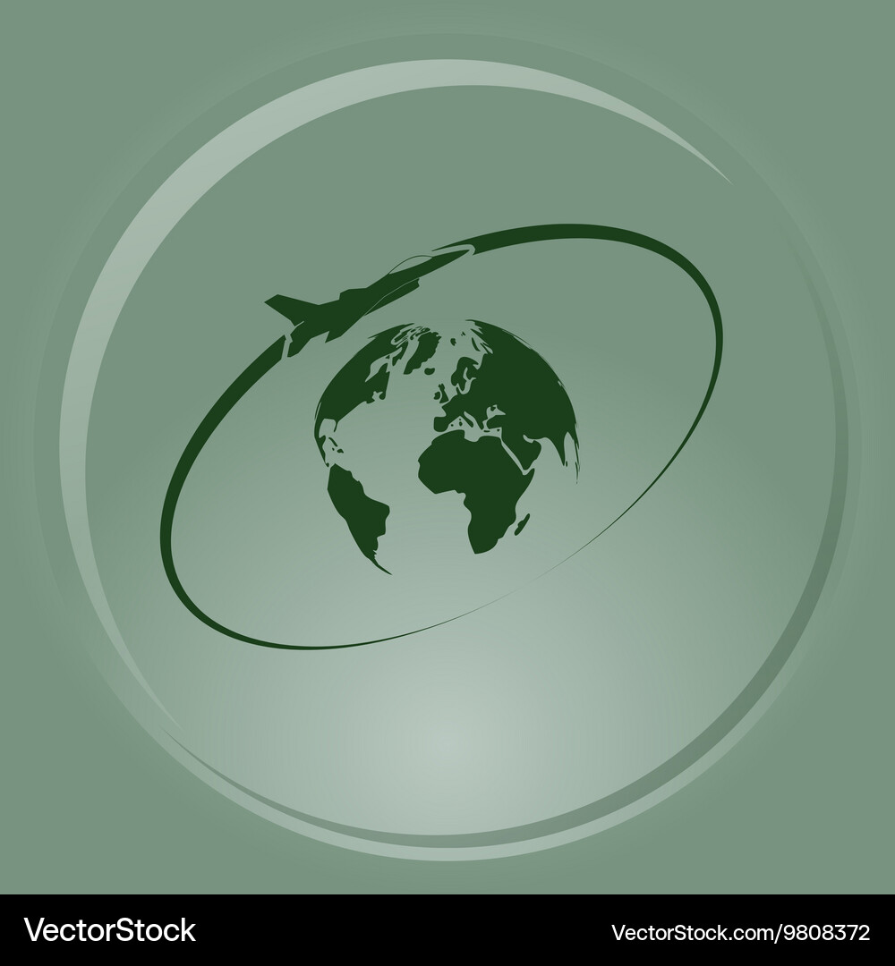 Airplane fly around the planet earth logo Vector Image