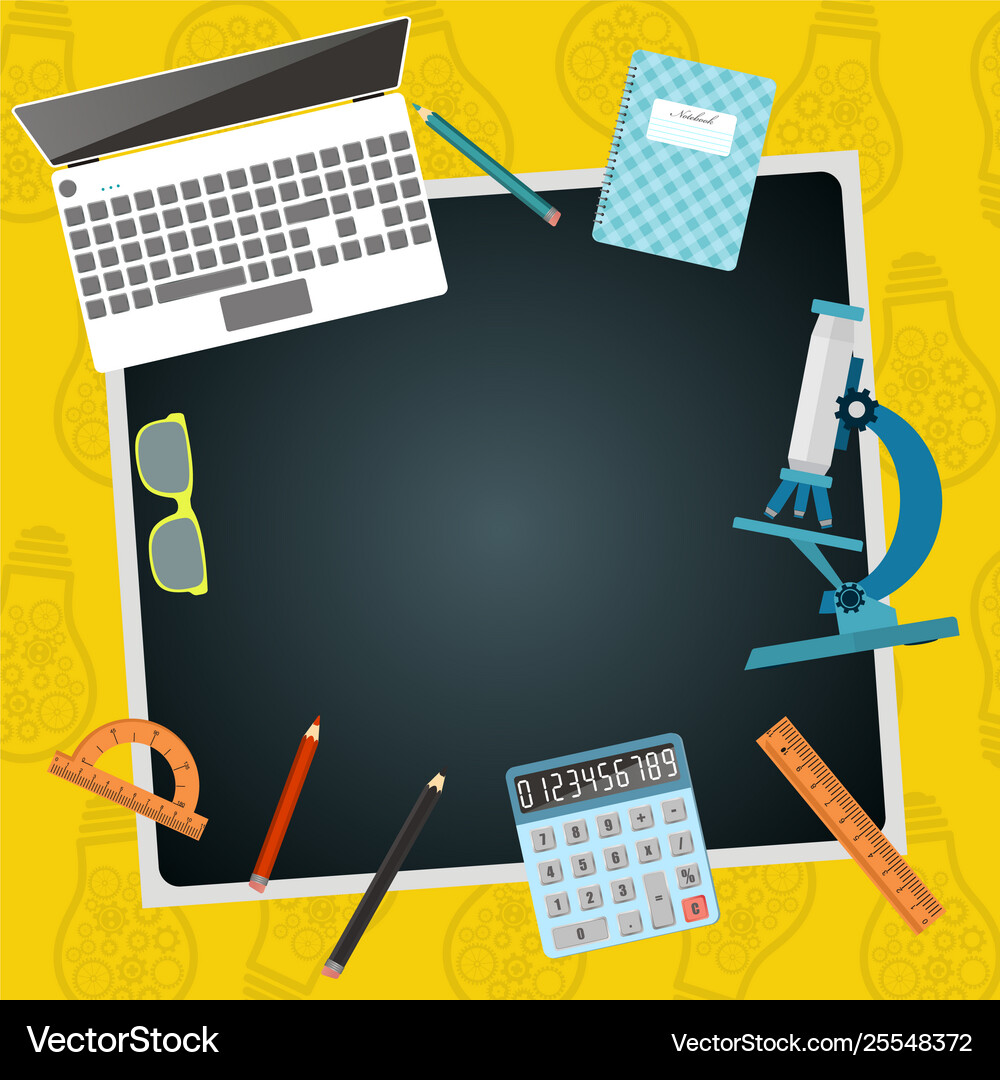 Back to school chalkboard with supplies Royalty Free Vector
