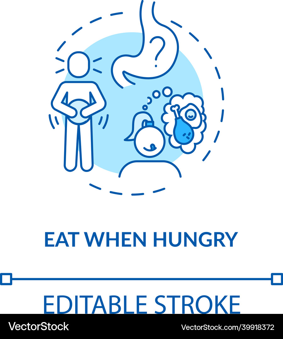 Eat when hungry concept icon conscious nutrition Vector Image