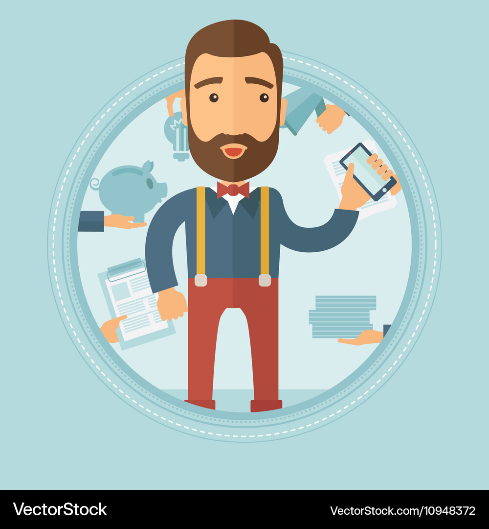Employee having lots of work to do Royalty Free Vector Image