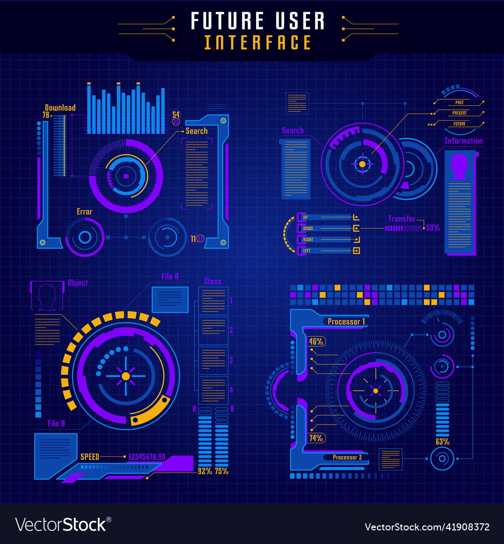 Future user interface icon set Royalty Free Vector Image