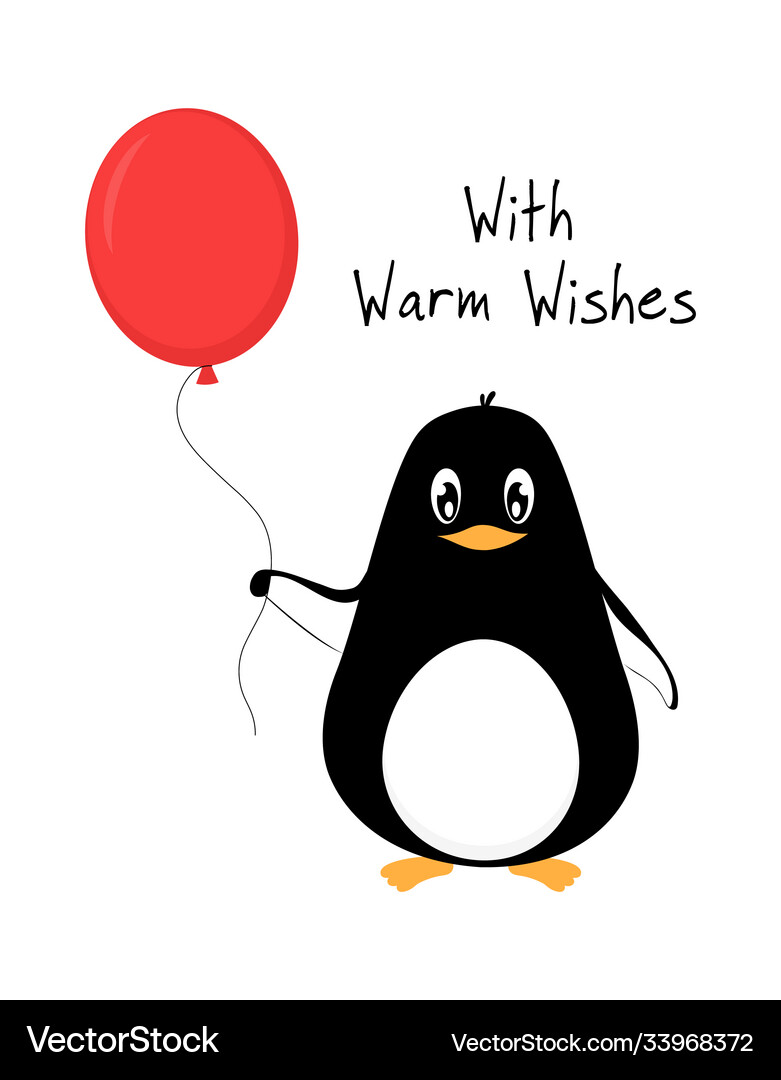 Greeting card with adorable penguin Royalty Free Vector