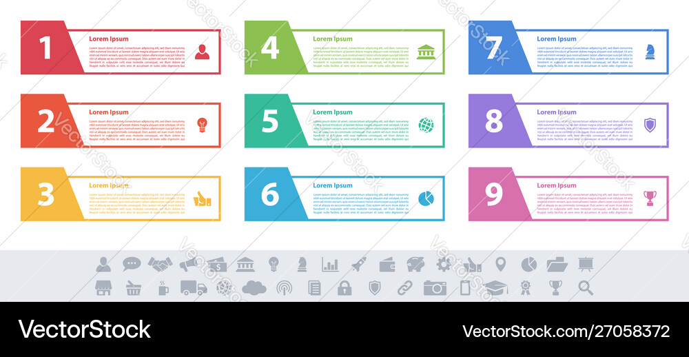 Infographic design business concept with 9 steps Vector Image