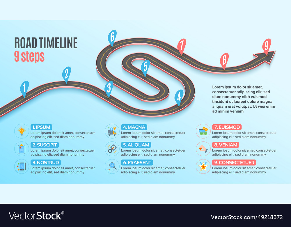 Isometric navigation map infographic 9 steps Vector Image Isometric navigation map infographic 9 steps Vector Image