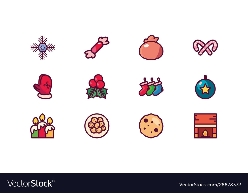Merry christmas icon set design Royalty Free Vector Image