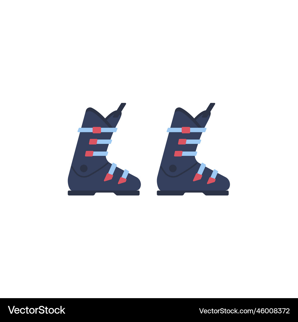 Pair of dark ski boots with straps flat style Vector Image