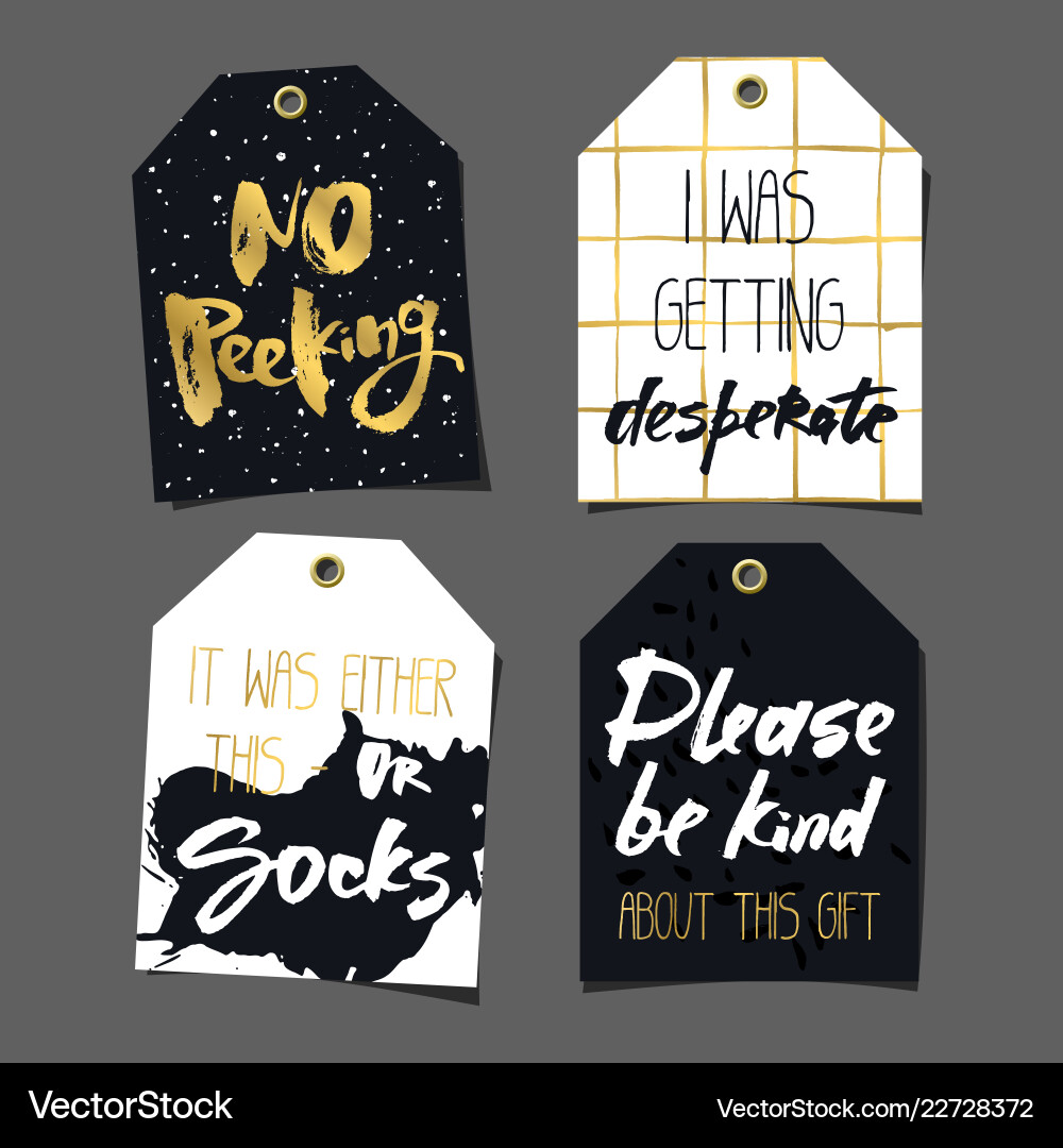 Set 8 funny gift tags lettering and doodles Vector Image