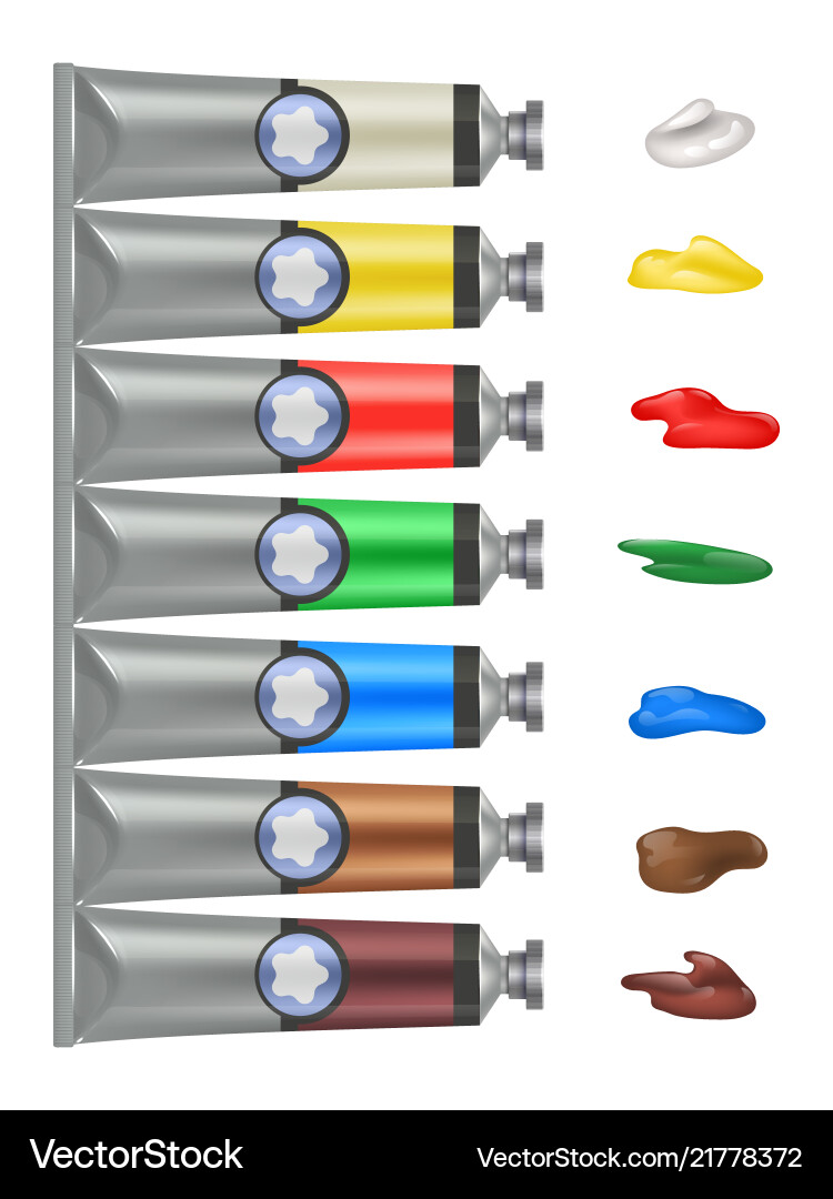 Tube paints and samples isolated on white Vector Image