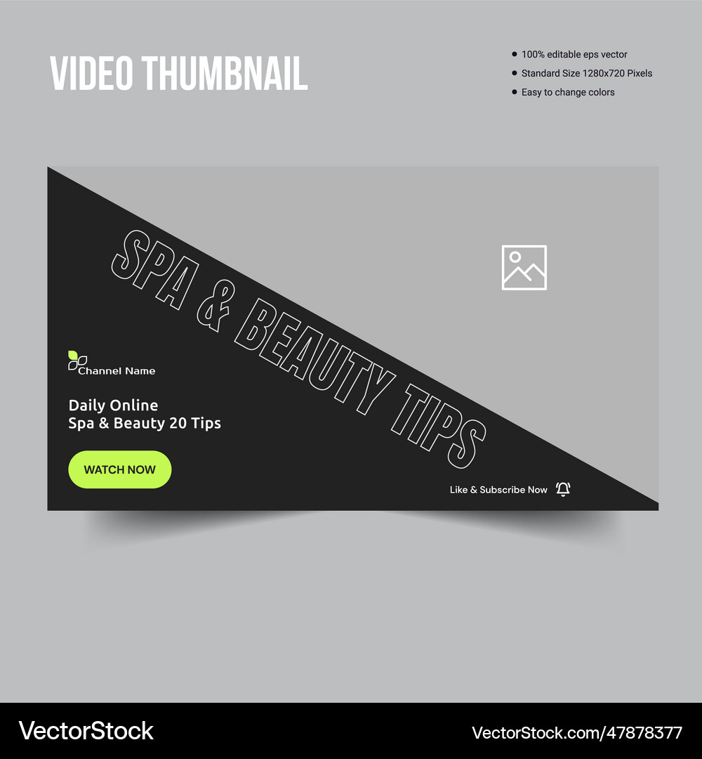 Beauty and spa youtube thumbnail banner template Vector Image