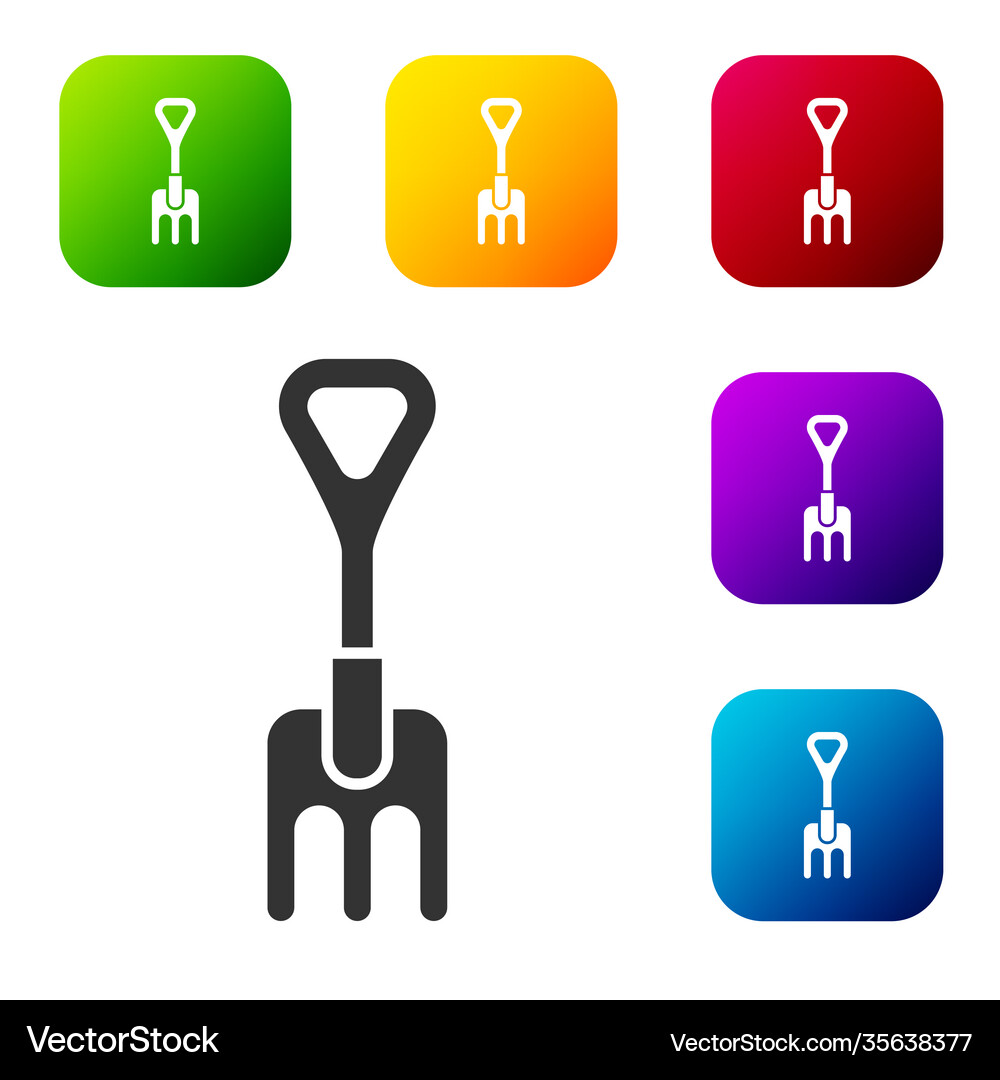 Black garden rake icon isolated on white Vector Image