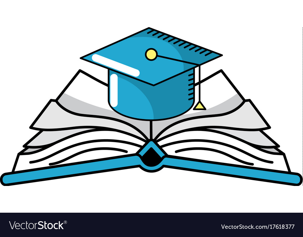 Cap graduation over open book Royalty Free Vector Image