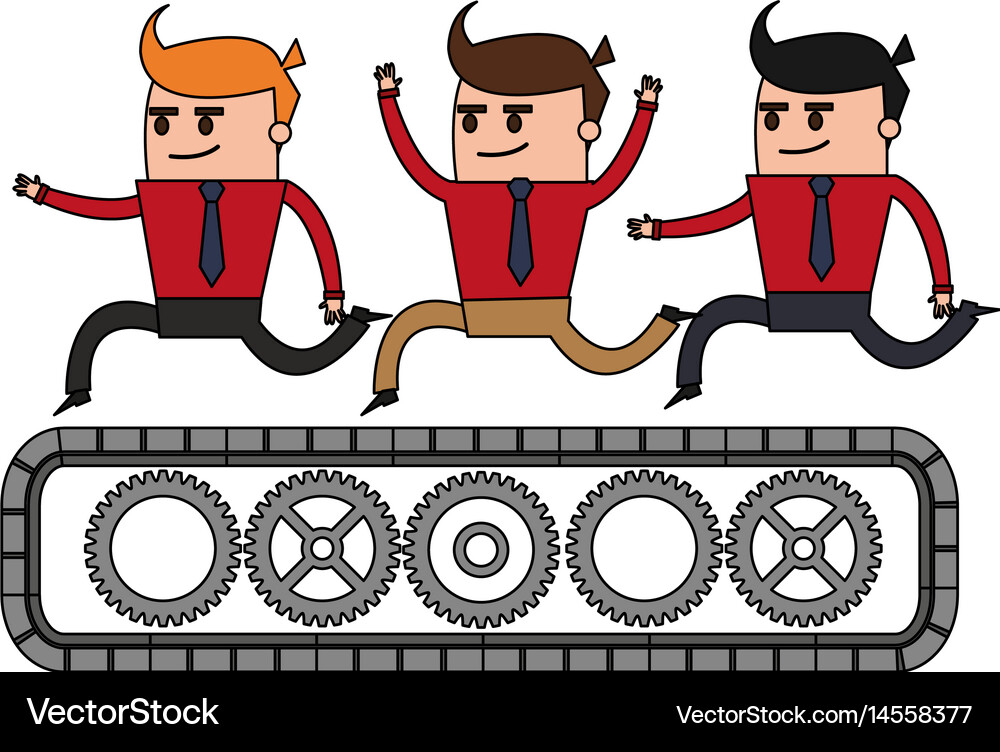 Color image cartoon teamwork riding an belt Vector Image