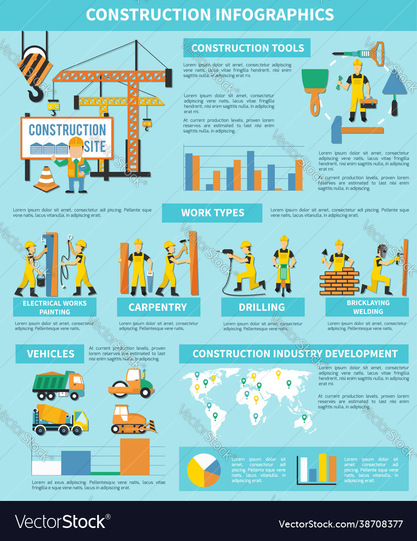 Construction worker infographic Royalty Free Vector Image