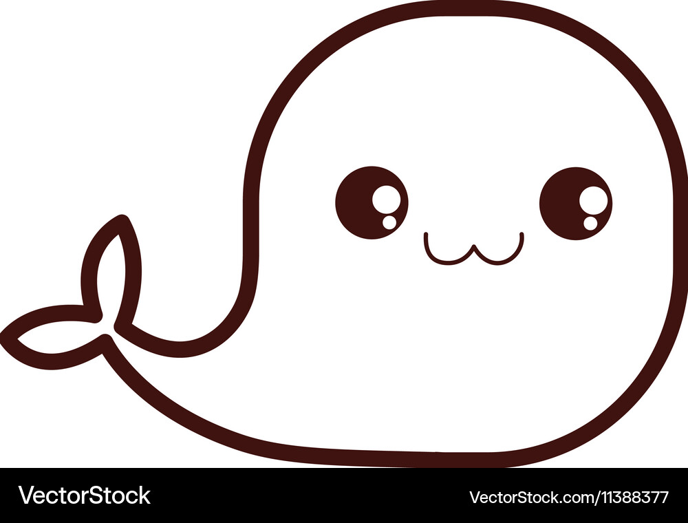 Cute whale kawaii style Royalty Free Vector Image