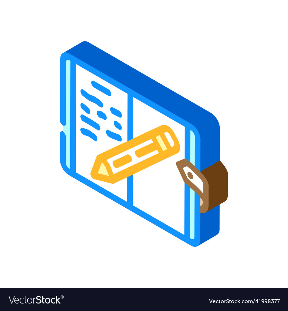 Diary notebook isometric icon Royalty Free Vector Image
