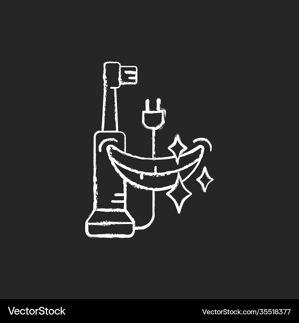 Electric toothbrush chalk white icon on black Vector Image