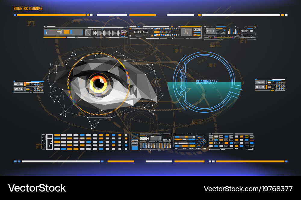 Eye in process of scanning biometric scan with Vector Image