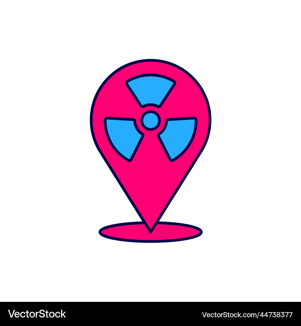 Filled outline radioactive in location icon Vector Image