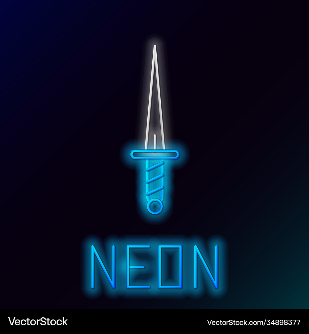 Glowing neon line dagger icon isolated on black Vector Image