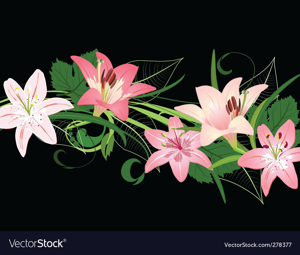 Lilies pattern Royalty Free Vector Image - VectorStock