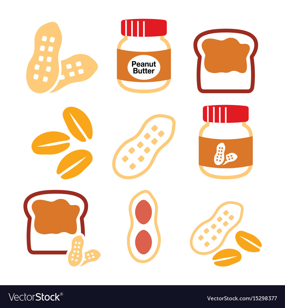 Peanuts peanut butter - food icons set Royalty Free Vector Peanuts peanut butter - food icons set Royalty Free Vector