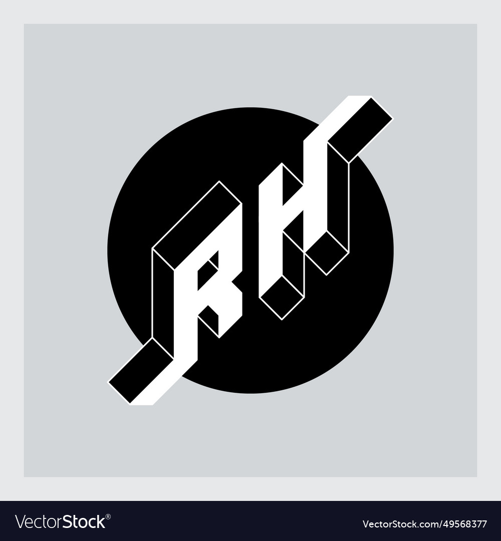 R and h - monogram or logotype isometric 3d font Vector Image R and h - monogram or logotype isometric 3d font Vector Image