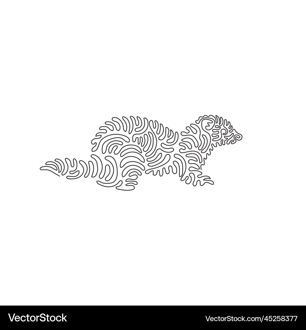 Single swirl continuous line drawing of cute Vector Image