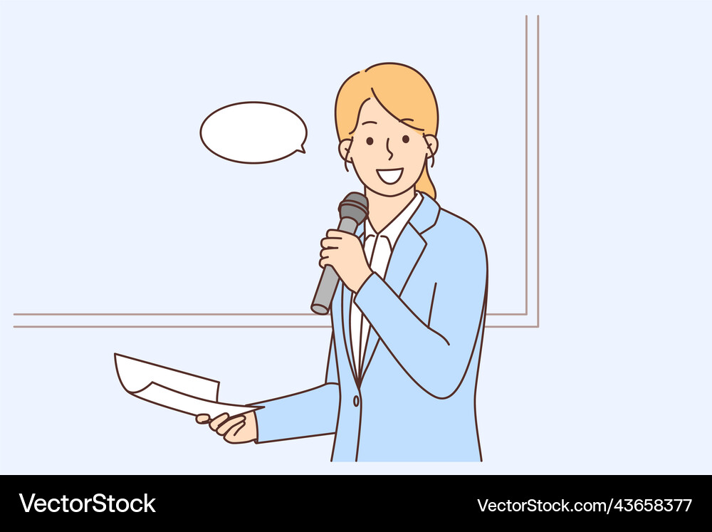 Smiling businesswoman make presentation Royalty Free Vector