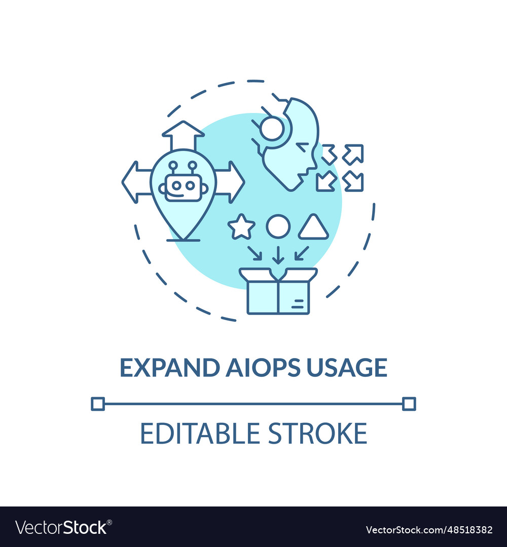 2d thin linear blue expand ai ops usage icon Vector Image