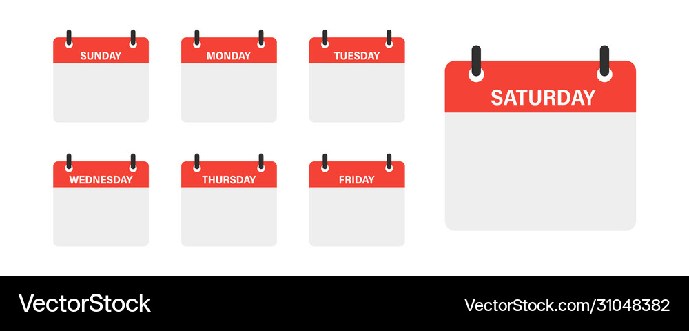 Calendar week isolated icons on white background Vector Image