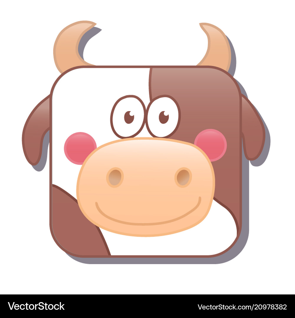 Cute square cow or bull isolated Royalty Free Vector Image