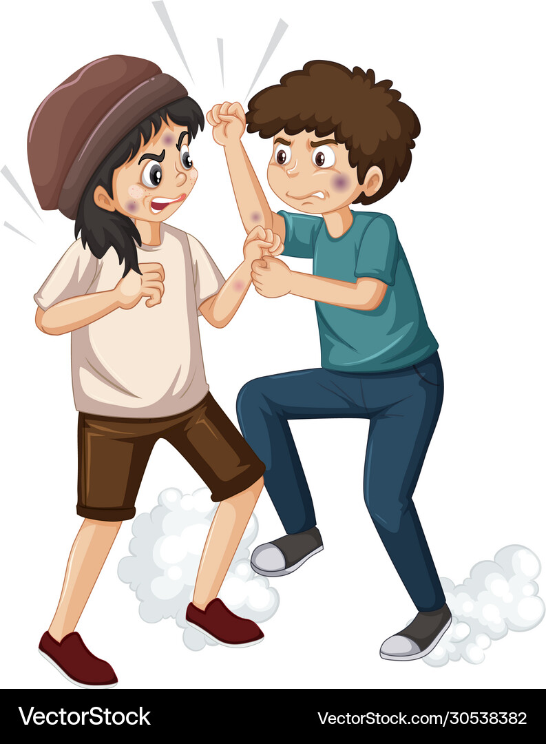 Domestic violence scene with people fighting Vector Image