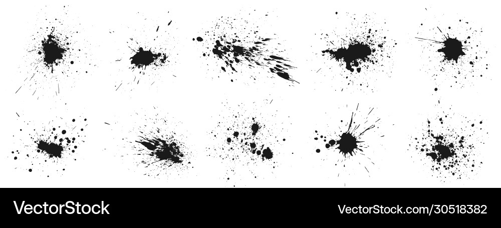 Grunge ink splatter splash paints spray drops Vector Image