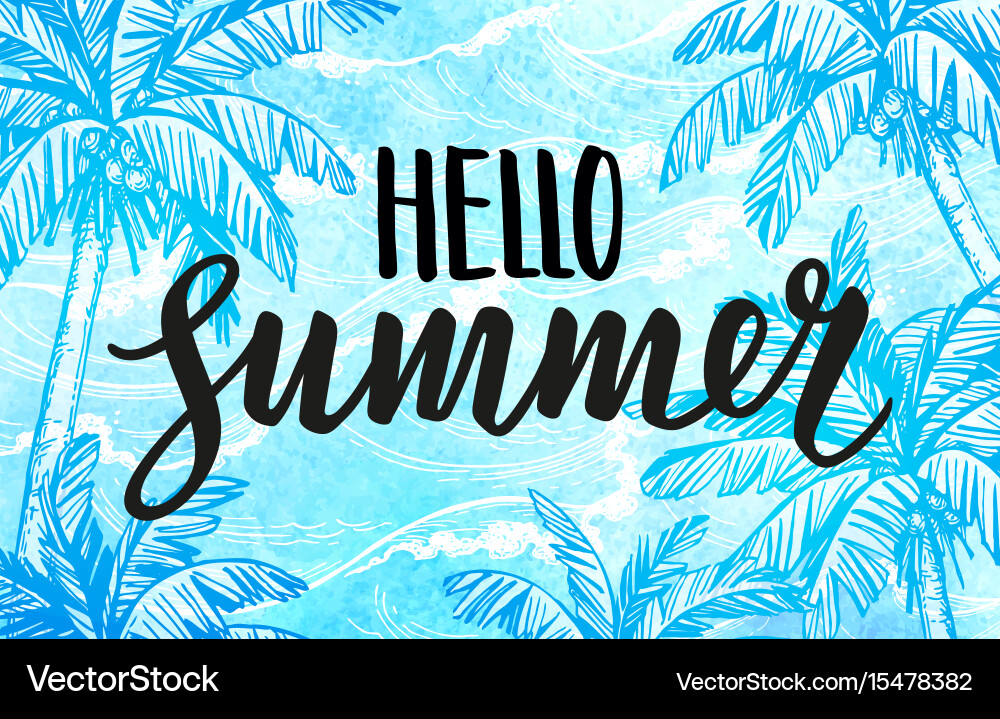 Hello summer banner template Royalty Free Vector Image