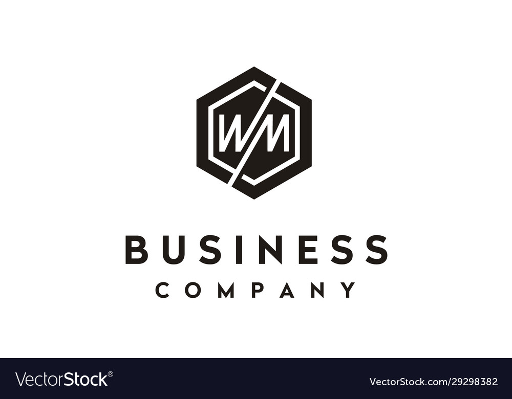Monogram initials mw wm hexagon logo Royalty Free Vector