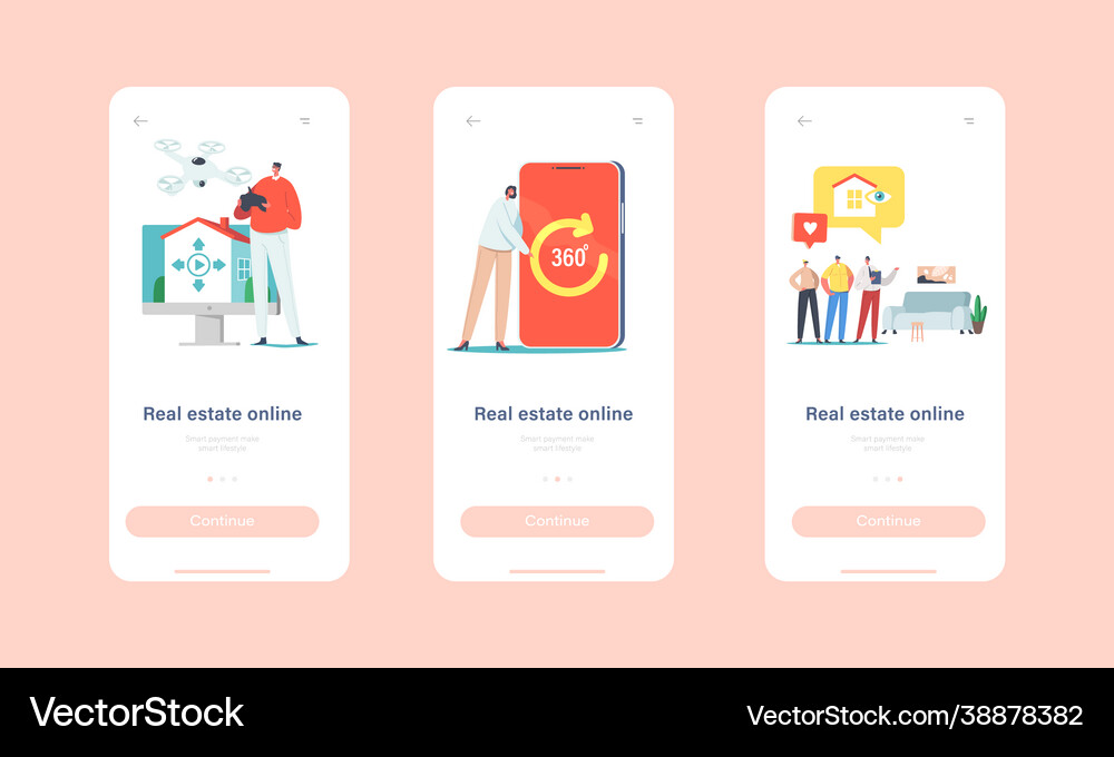 Real estate virtual tour mobile app page onboard Vector Image