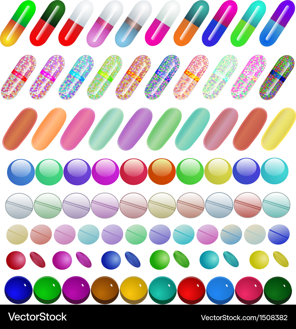 Set of medical pill Royalty Free Vector Image - VectorStock