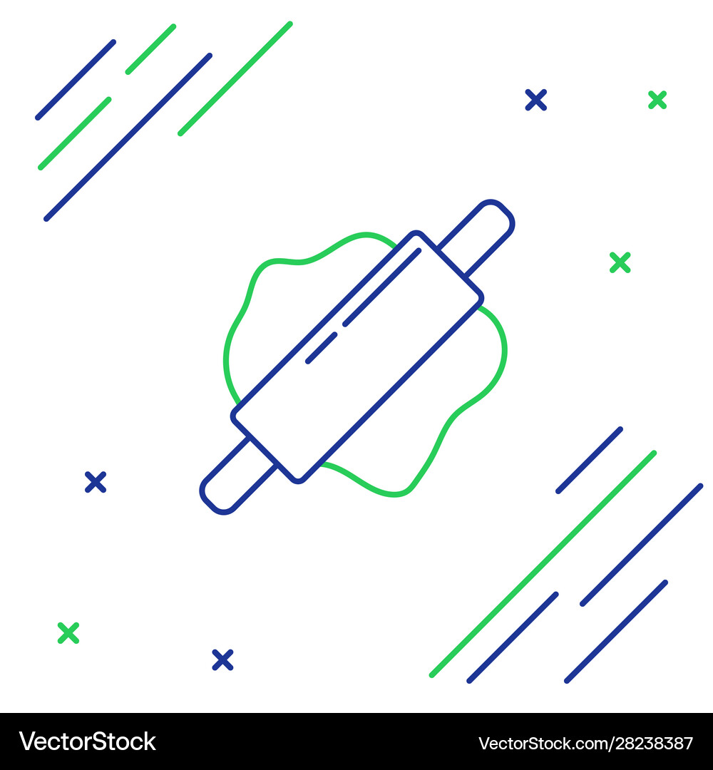 Blue and green line rolling pin icon isolated Vector Image