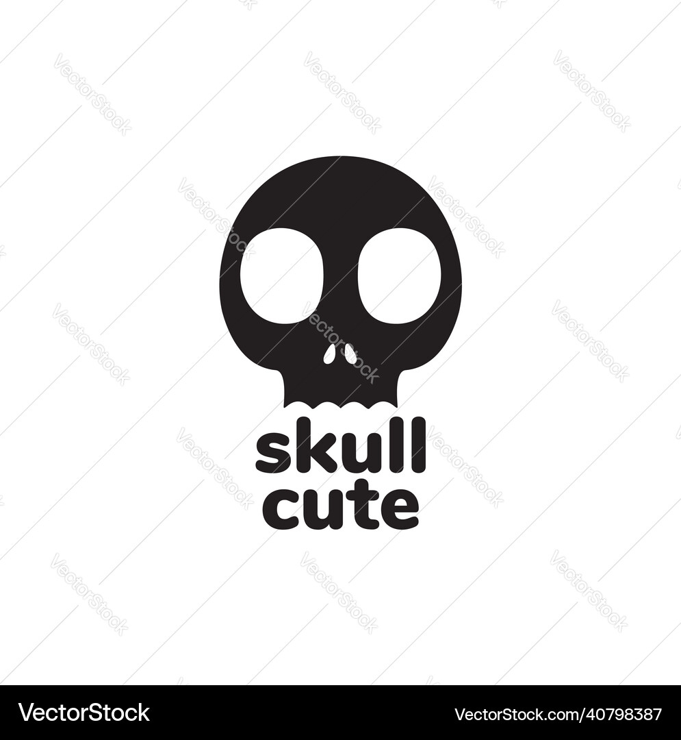 Cute black skull cranium logo design graphic Vector Image