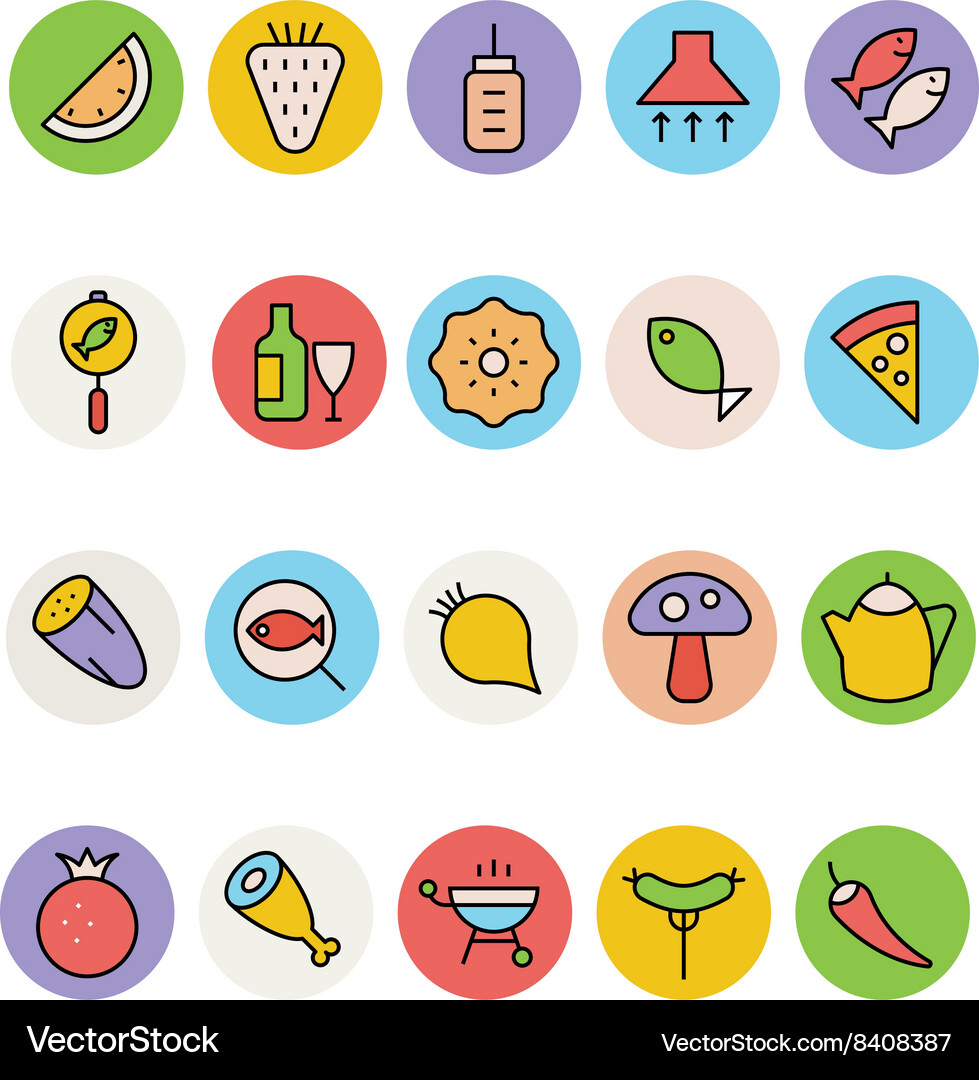 Food Colored Icons 4 Royalty Free Vector Image