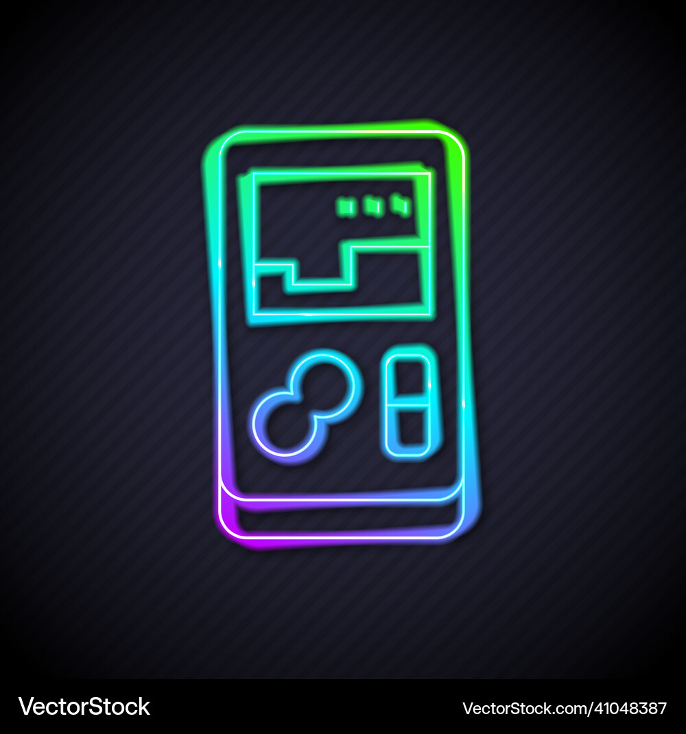 Glowing neon line portable video game console icon
