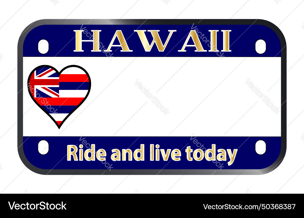 Hawaii motorcycle license plate Royalty Free Vector Image