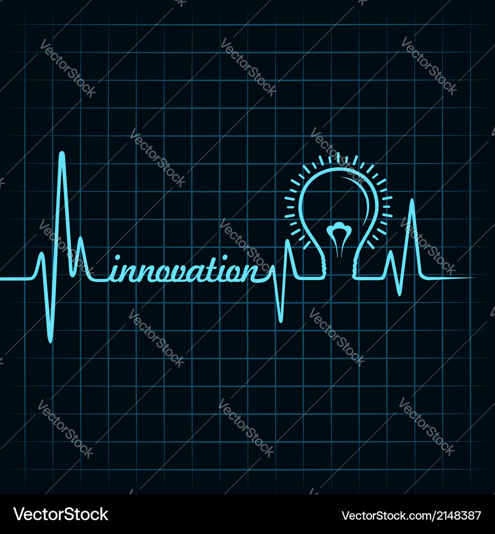 Heartbeat make innovation word and light-bulb Vector Image